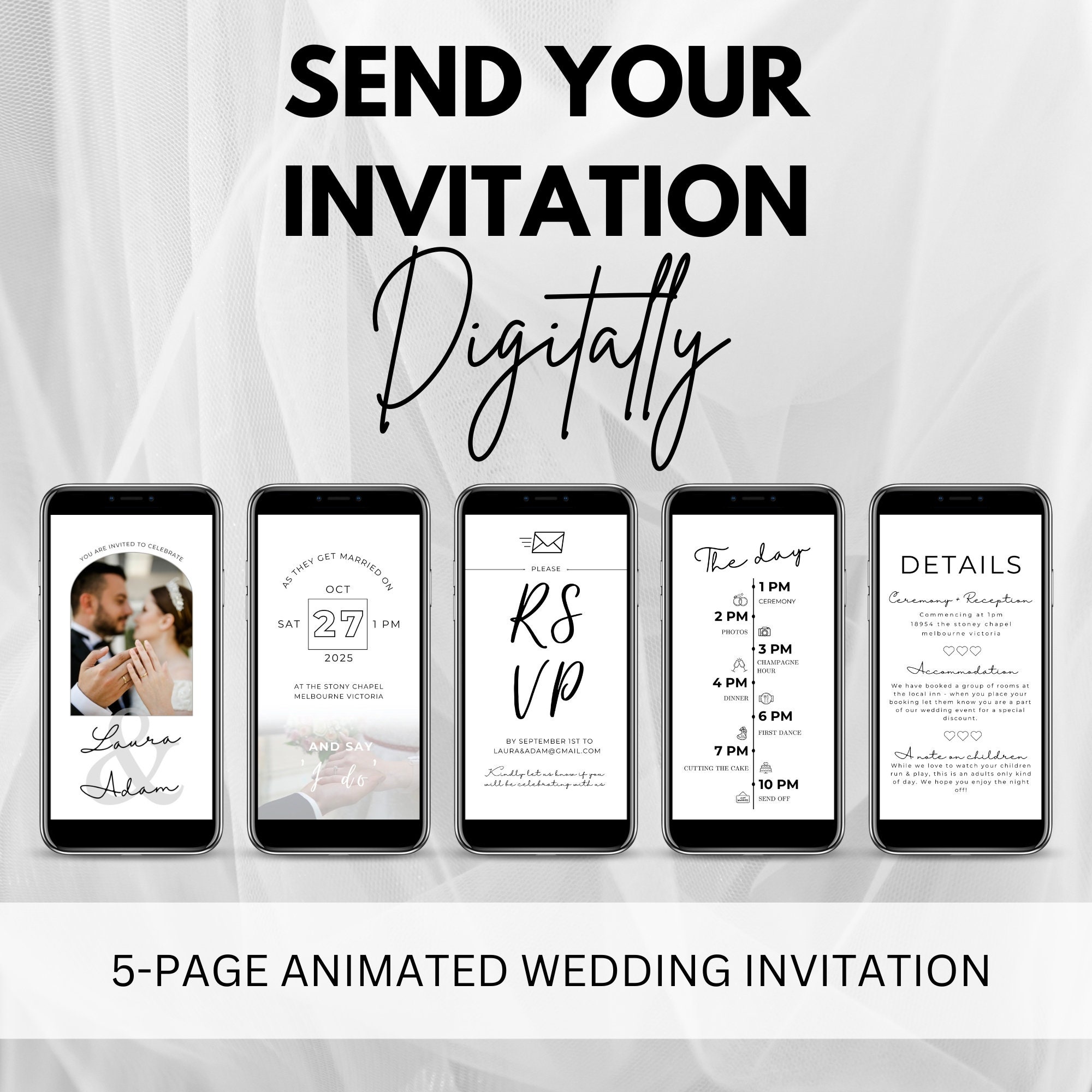 Modern Wedding Video Invitation Template, Animated Invitation With RSVP ...