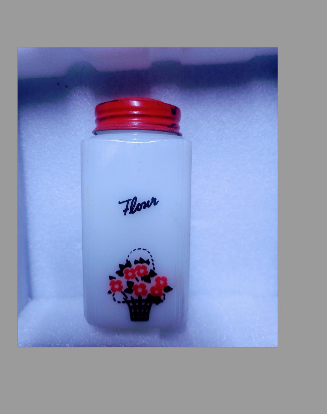 Vintage Tipp USA, Flour Shaker White Milk Glass Flower Deco 4 - Etsy