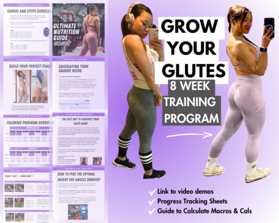 8 Week Glute Training Program for Women, Booty Program, Workout Template, Fitness Template ...