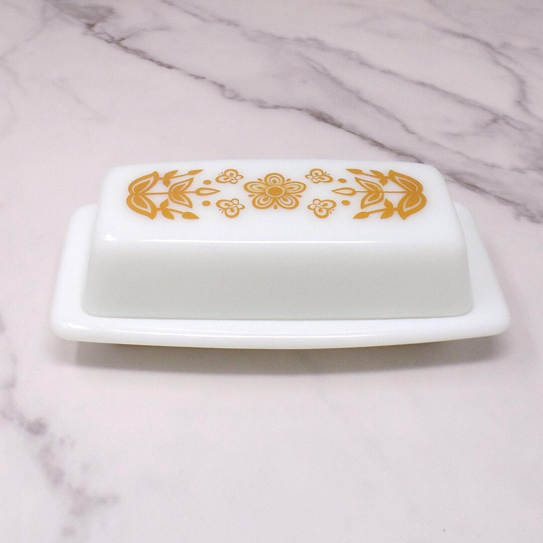 Vintage Pyrex Butter Dish Butterfly Gold 1970s - Etsy