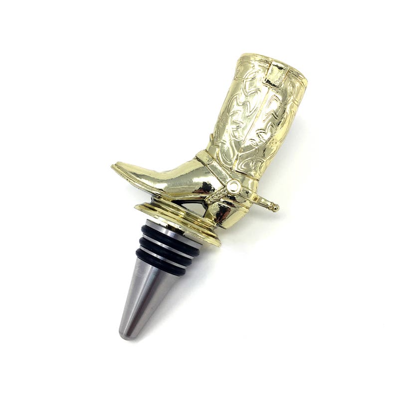 Cowboy Boot Trophy Wine Bottle Stopper With Stainless Steel Base Made ...