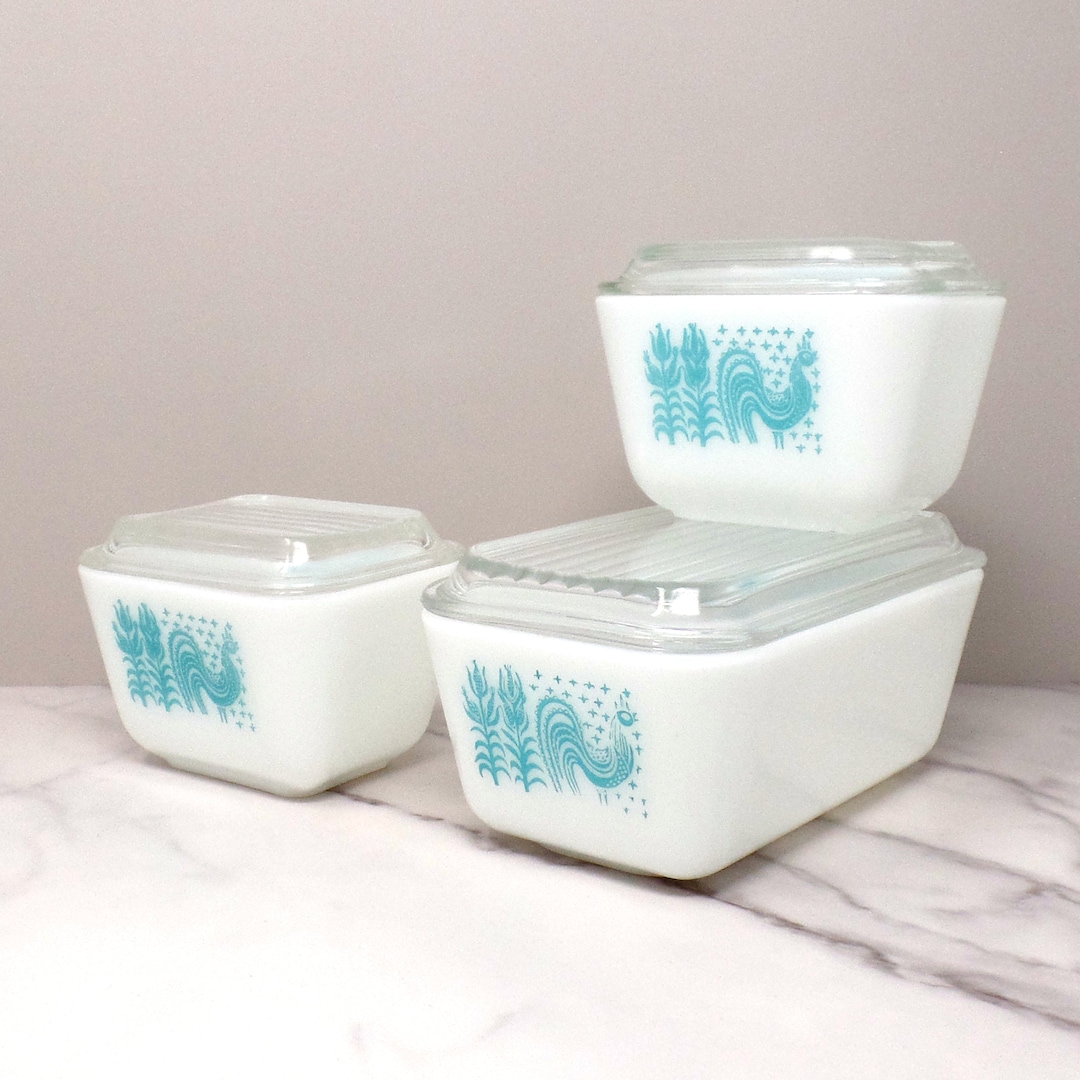Vintage Pyrex Refrigerator Dish Set With Lids, Amish Butterprint - Set ...