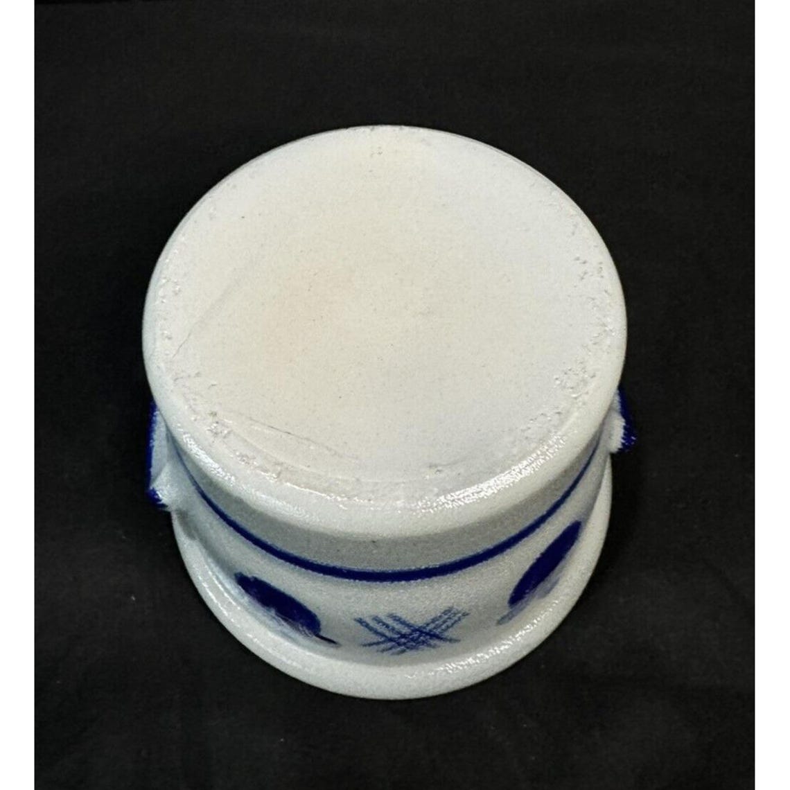Salt Glazed Blue Gray Earthenware Bowl W/handles Cobalt Tulips ...