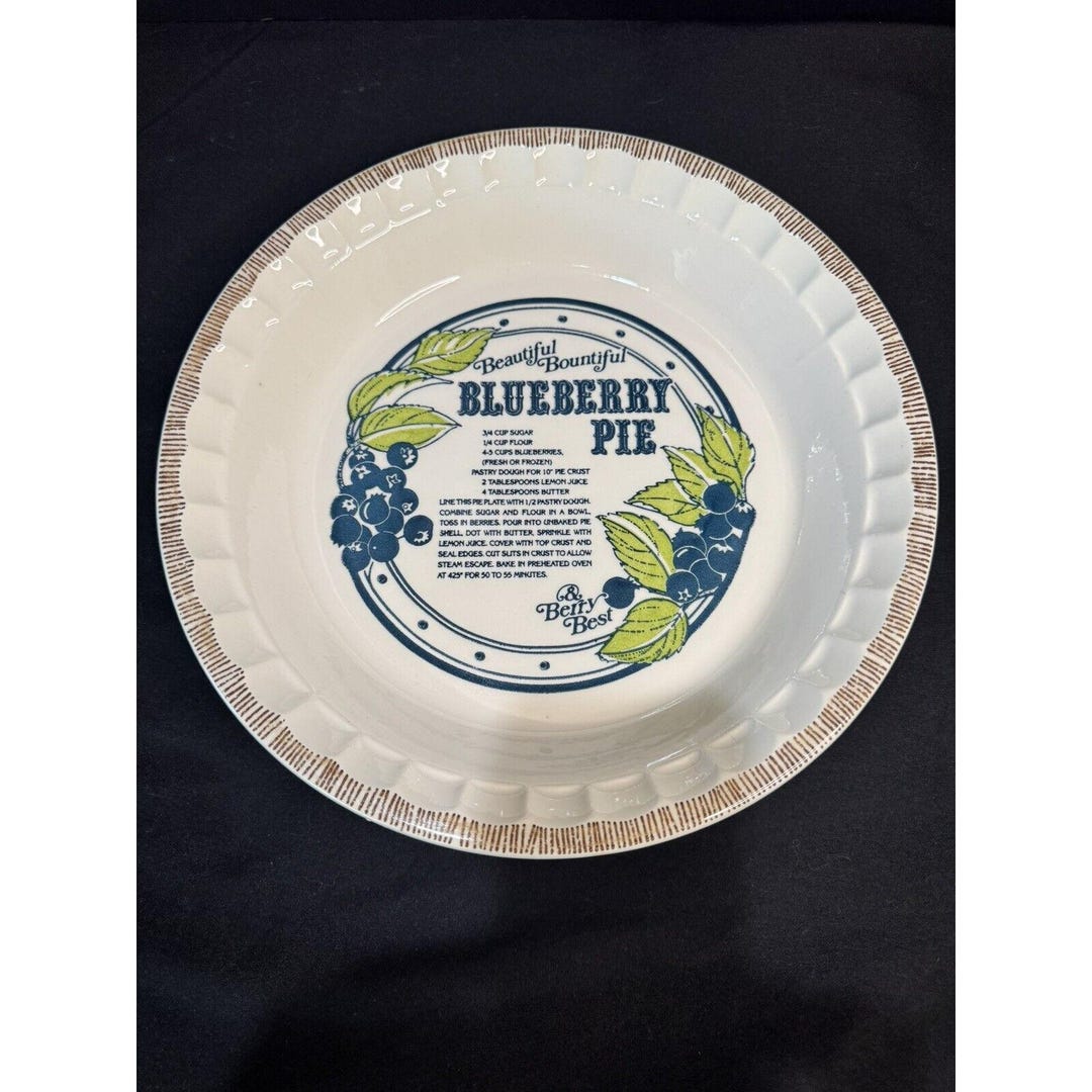 Vtg 1983 Royal China Blueberry Pie Country Harvest Recipe Ceramic Pie ...