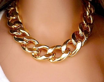 Pastel Rainbow Oversized Chunky Acrylic Chain Necklace - Etsy