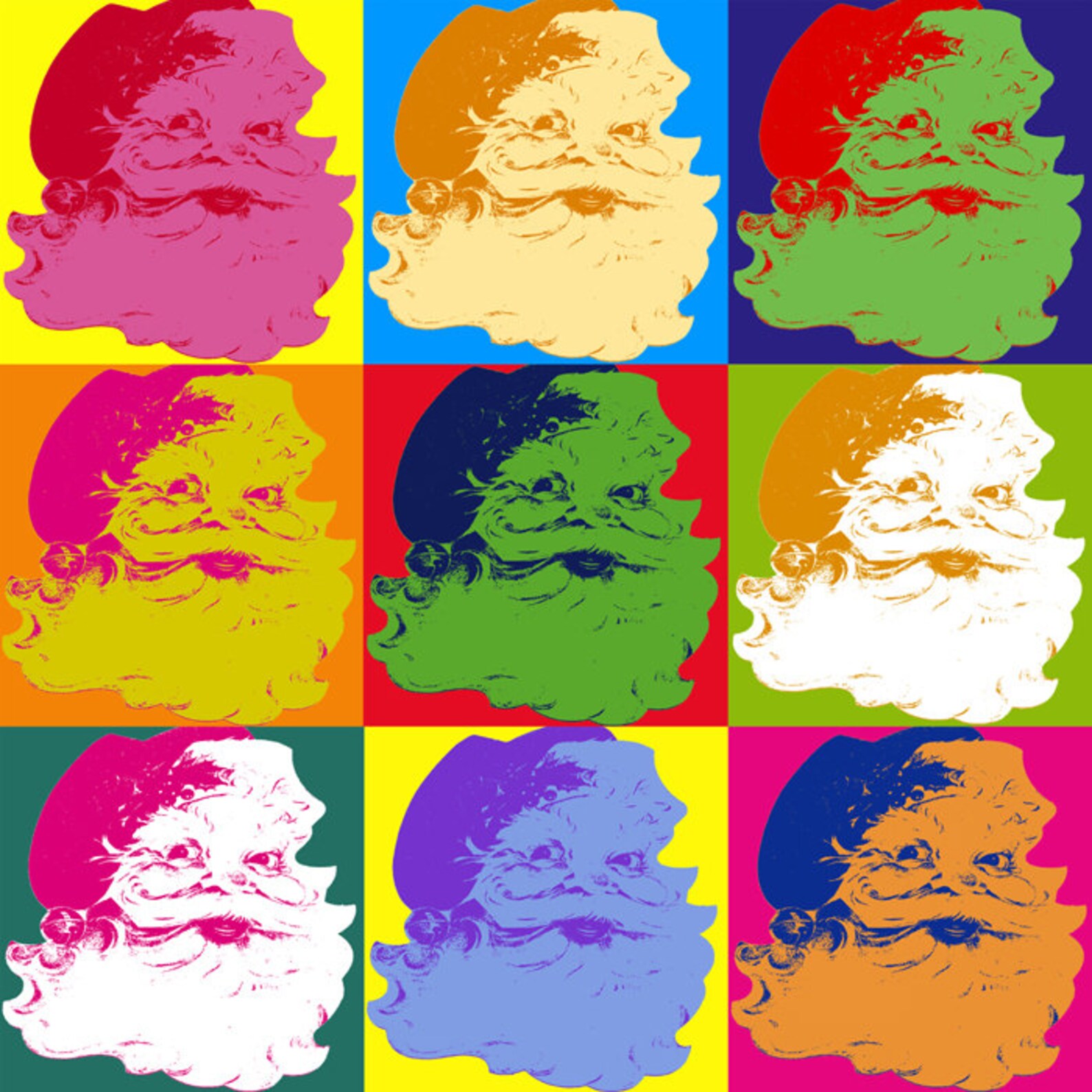 Instant Download Santa Claus Pop Art Christmas Decor in Warhol Style ...