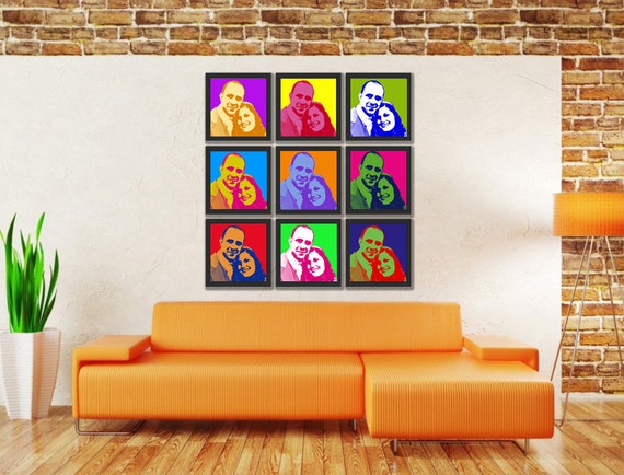 Custom Pop Art in Warhol Style Set of Nine Prints Using Your | Etsy