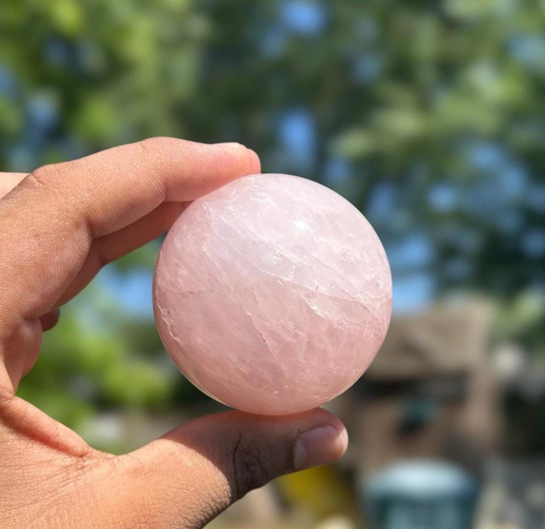 Rose Quartz Crystal Sphere – Healing Love Stone for Heart Chakra ...