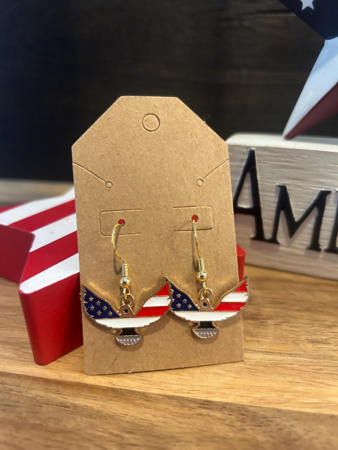 Patriotic Earrings, American Flag Earrings, American Eagle Earrings ...
