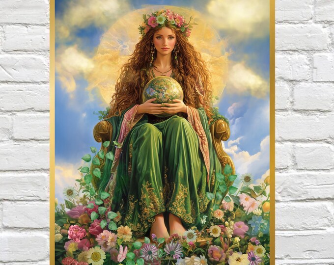 Spiritual Mother Earth Gaia Wall Art, Gaia Earth Goddess Art, Nature ...