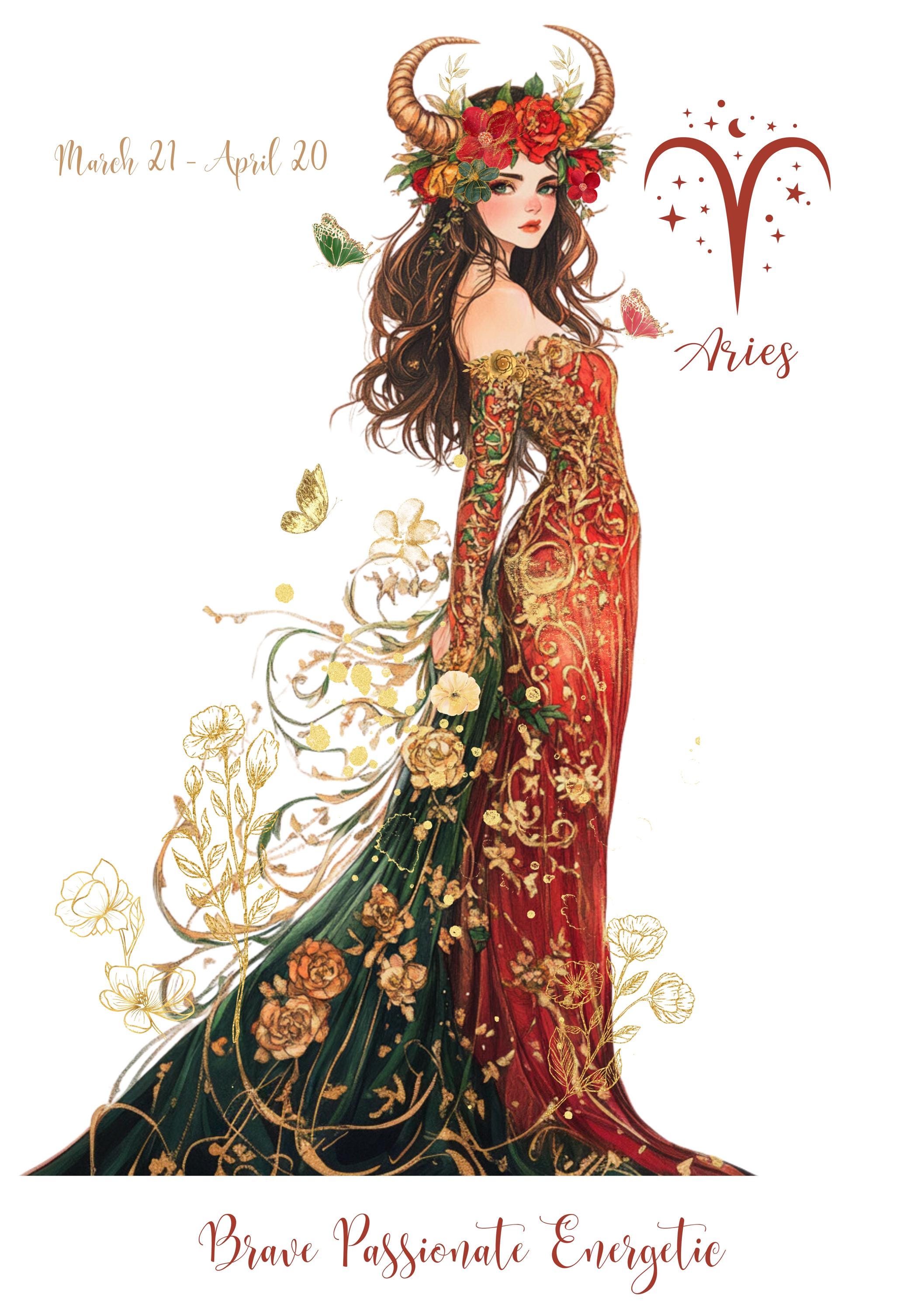 Aries Wall Art Zodiac Poster Printable, Aries Art, Aries Gift, Aries ...