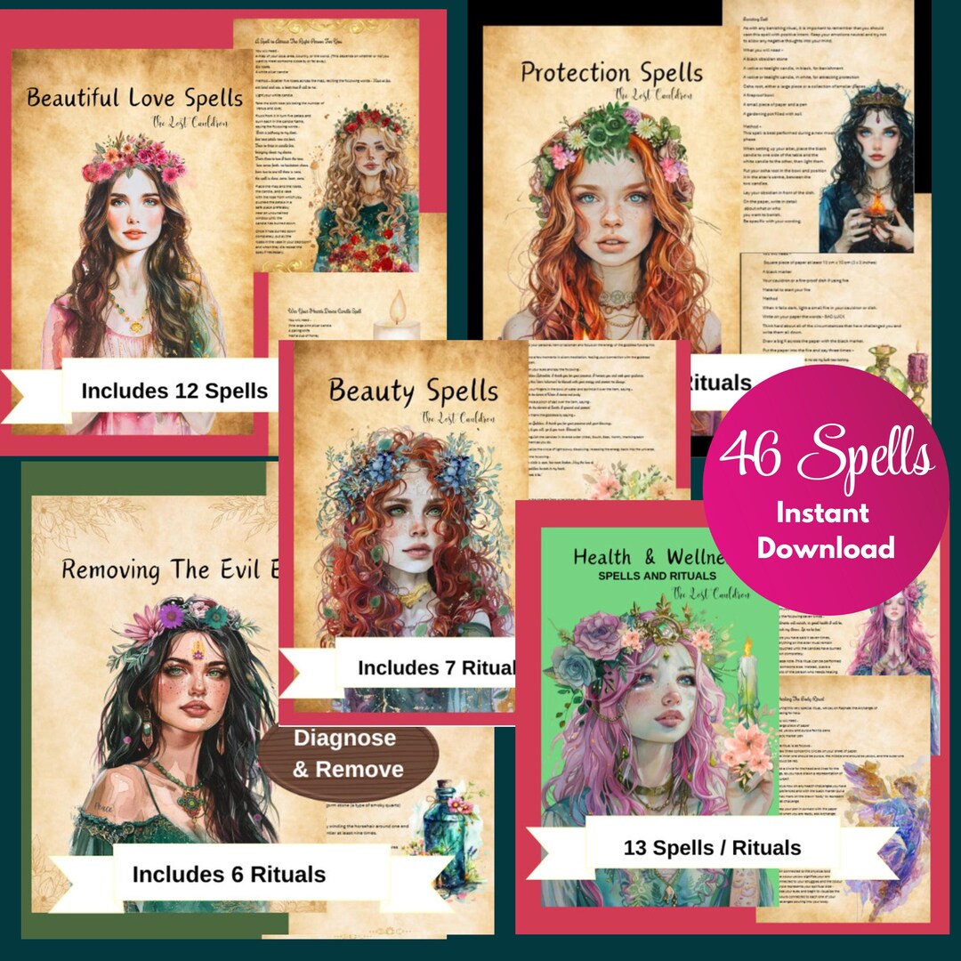 OLD WITCH SPELLS Bundle, 49 Printable Spells, Old Witchcraft Magick ...