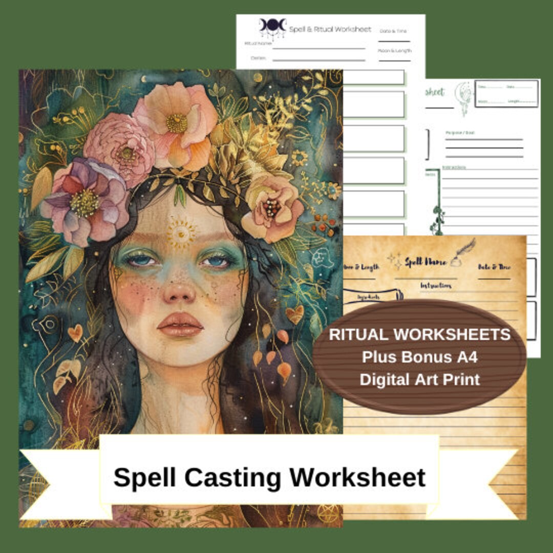 Spellwork Worksheet, Printable Spellwork PDF, Bonus Digital Print ...