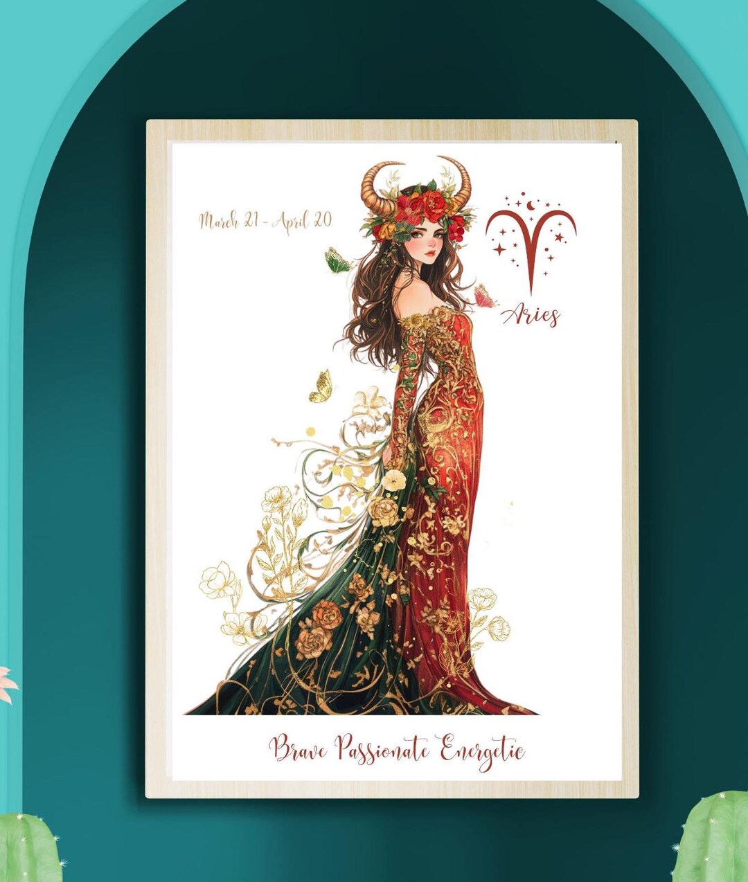 Aries Wall Art Zodiac Poster Printable, Aries Art, Aries Gift, Aries Poster, Astrology Art ...