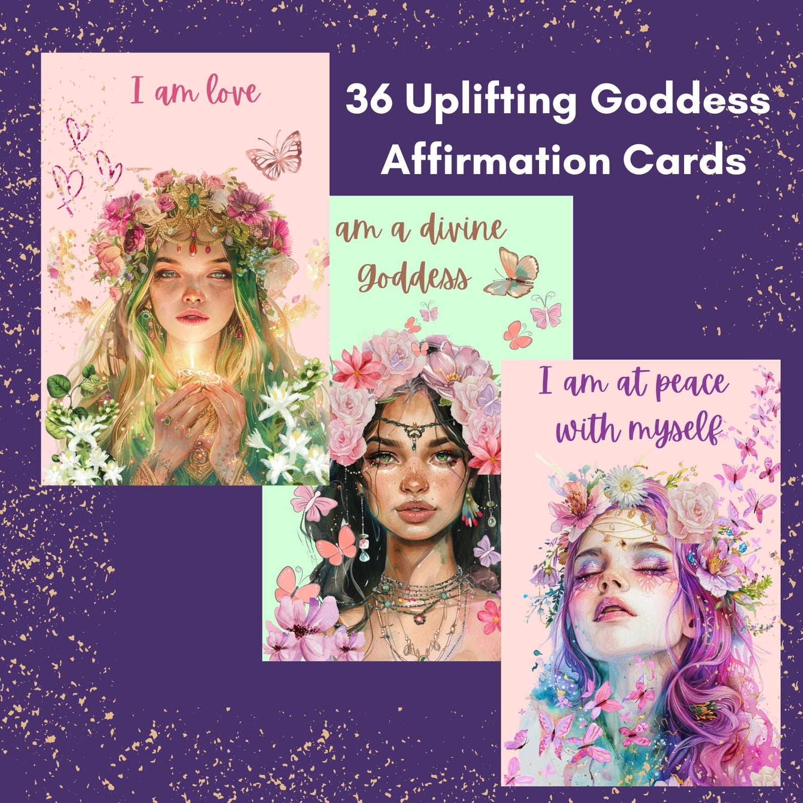 Goddess Affirmation Cards, Digital Download Positive Affirmations, 36 ...