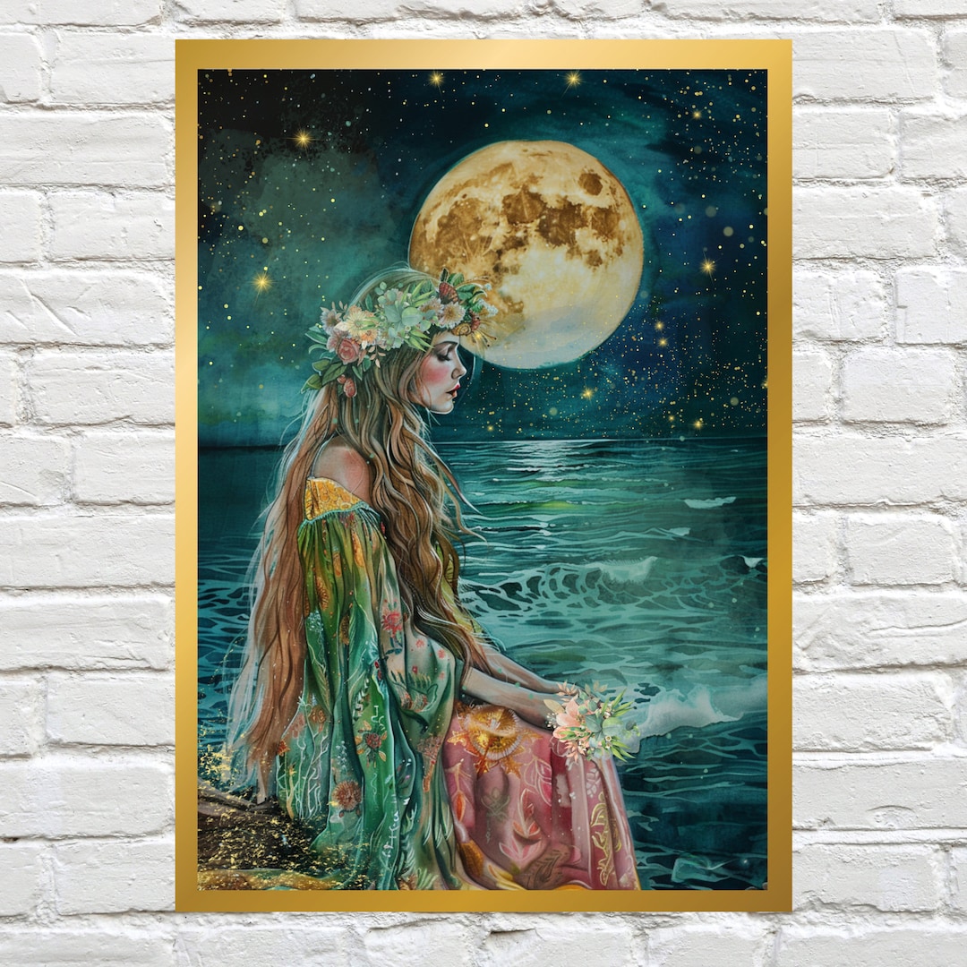 Full Moon Goddess, Moon Goddess Art. Moon Goddess Print, Pagan Moon ...