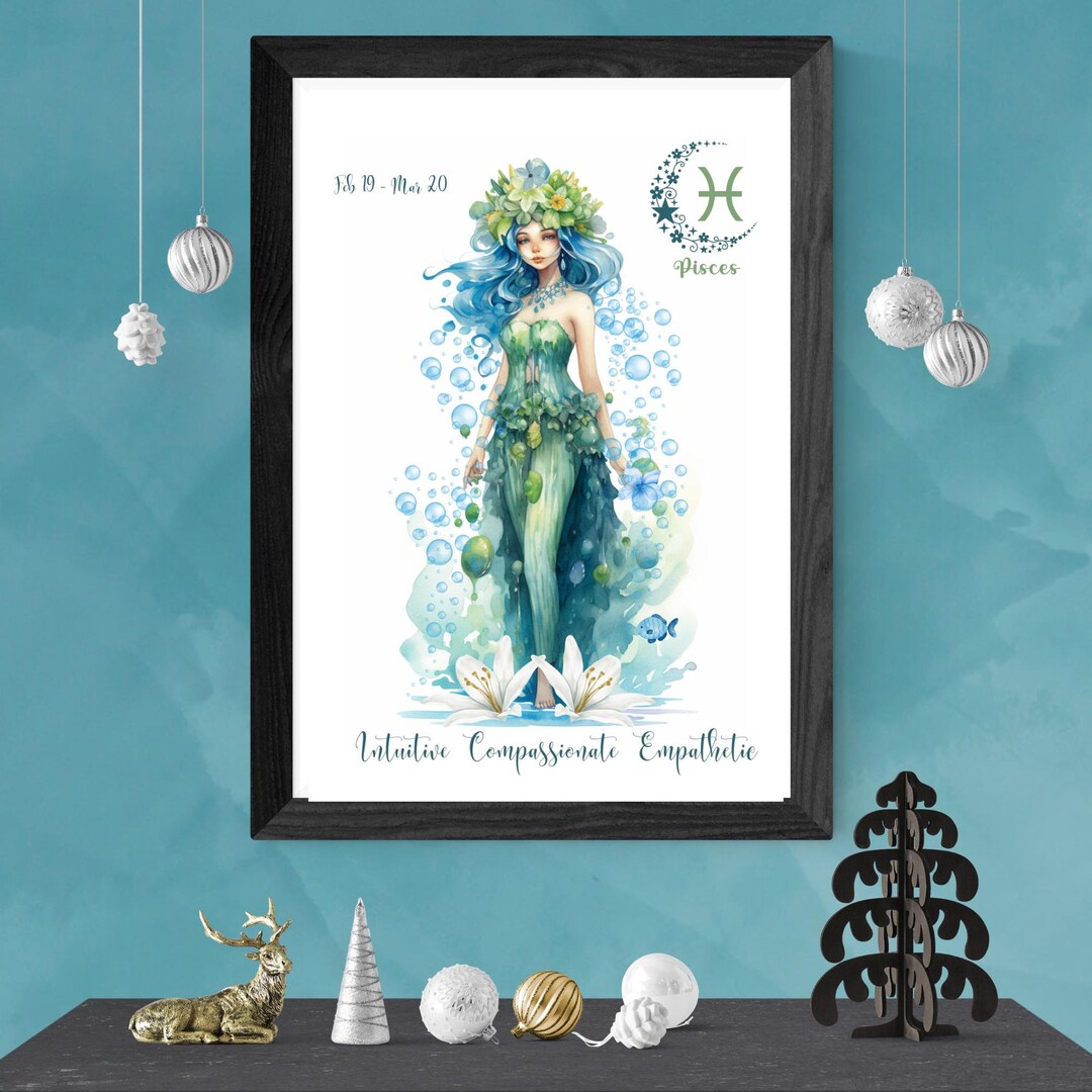 Pisces Wall Art Zodiac Poster Printable, Pisces Art, Pisces Gift ...