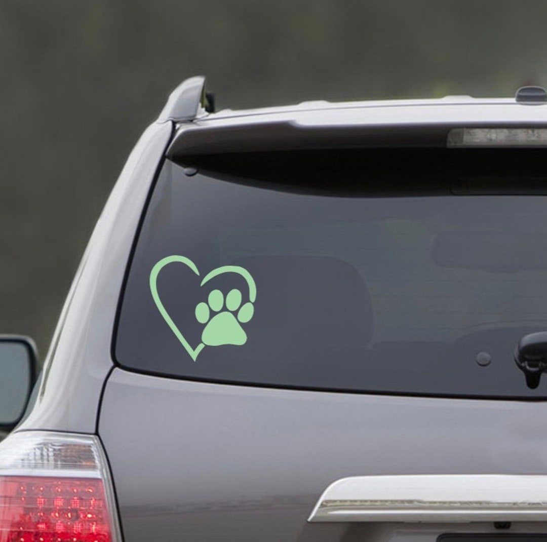 Paw Print Heart Decal Sticker - Etsy