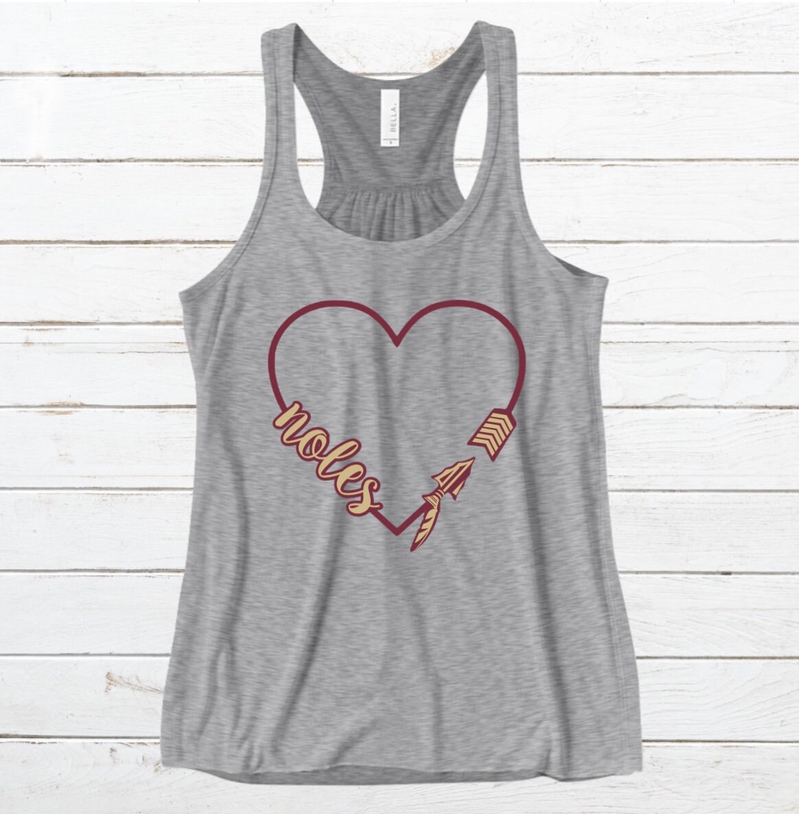 FSU Seminoles Heart Tank Tshirt Hoodie HTV | Etsy