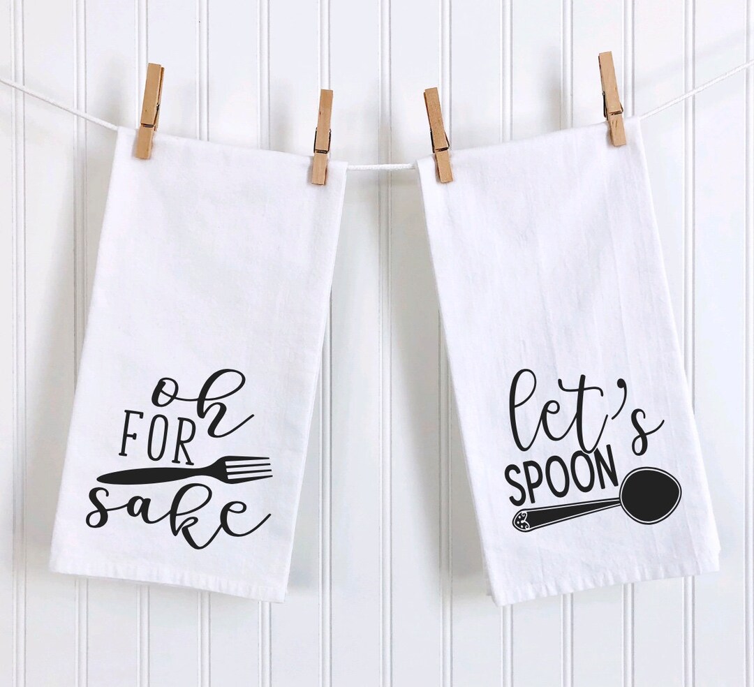 Fork and Spoon Tea Towels Kitchen Humor - Kitschy Kitchen Collection - Etsy