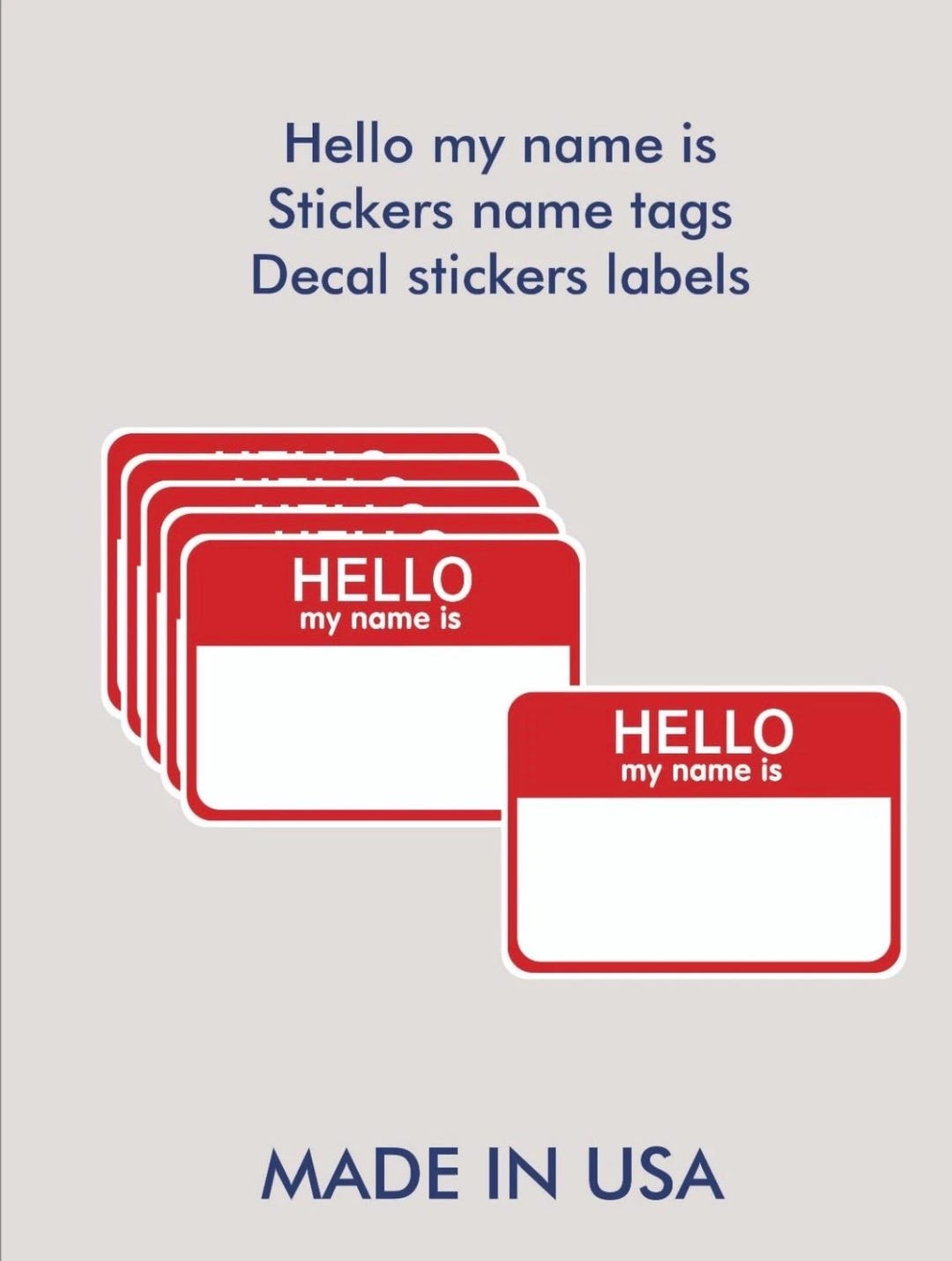 My Name is Rectangular Stickers Name Tags Waterproof Decals to Identify ...