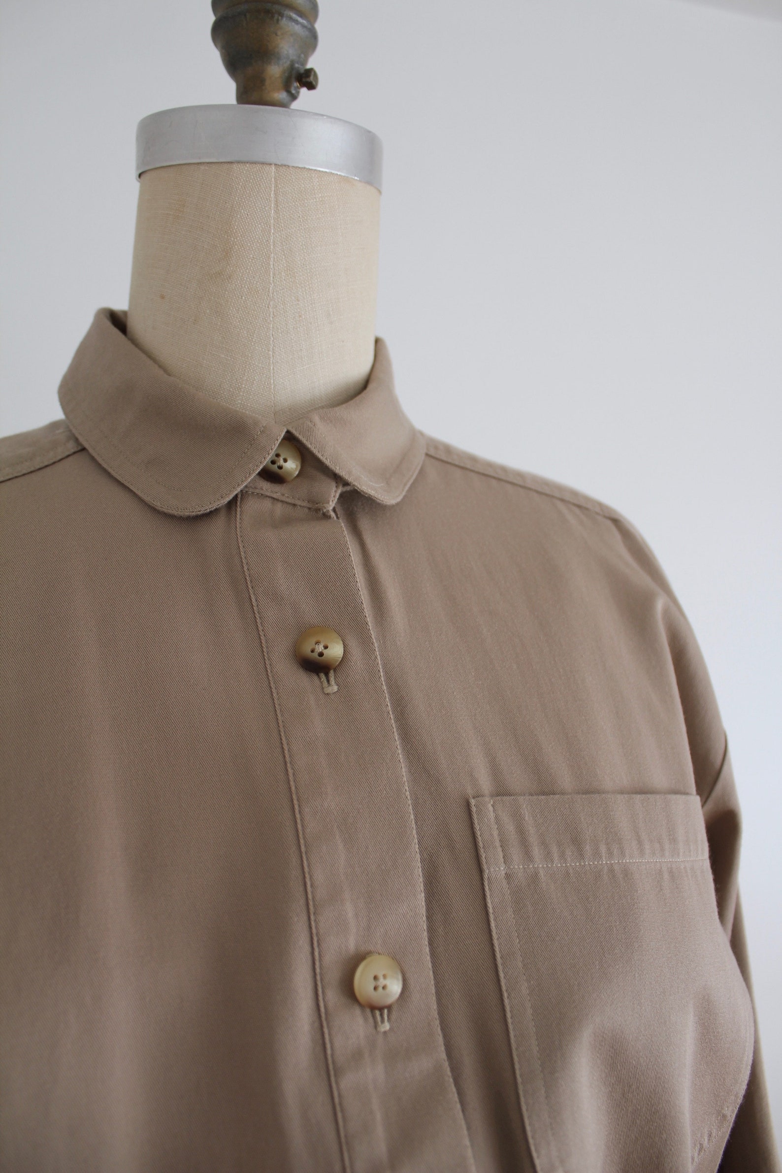 Tan Cotton Shirtdress | Button Down Dress | Collared Shirt Dress - Etsy