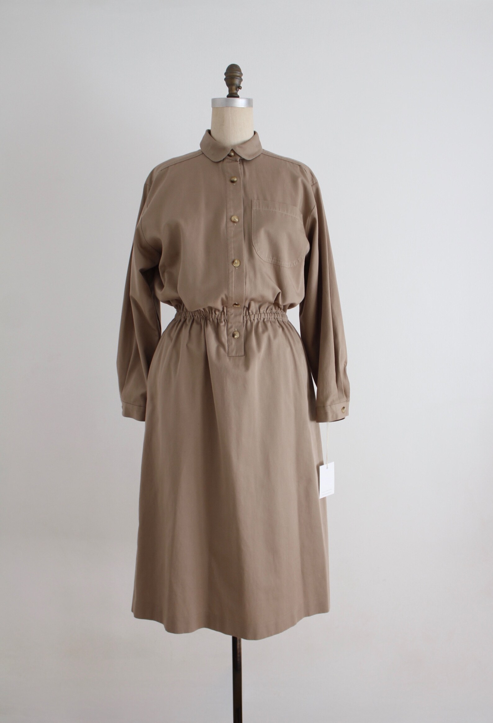 Tan Cotton Shirtdress | Button Down Dress | Collared Shirt Dress - Etsy