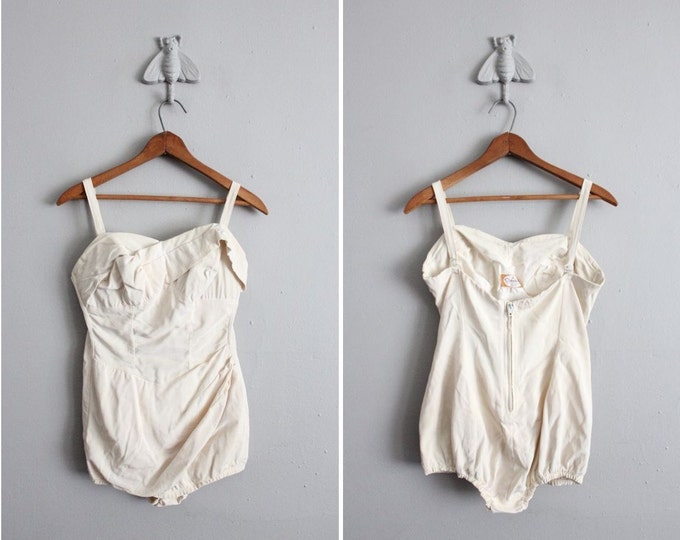 1940s Vintage Talc White Bombshell Swimsuit - Etsy