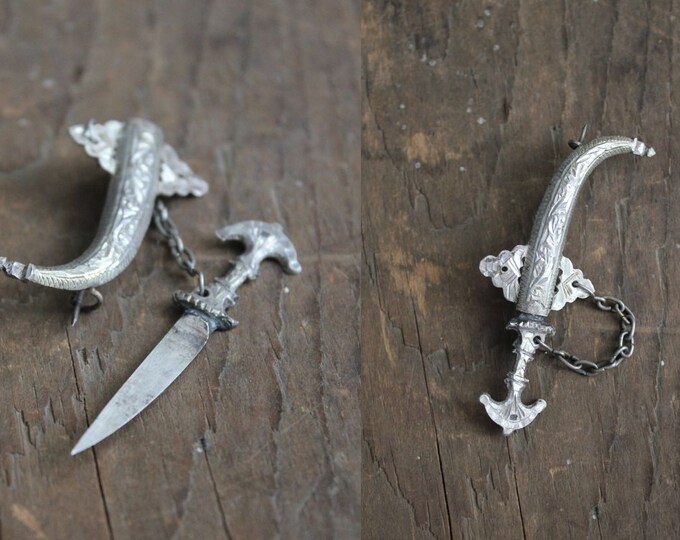 1940s Silver Brooch / Arabian Dagger Pin - Etsy