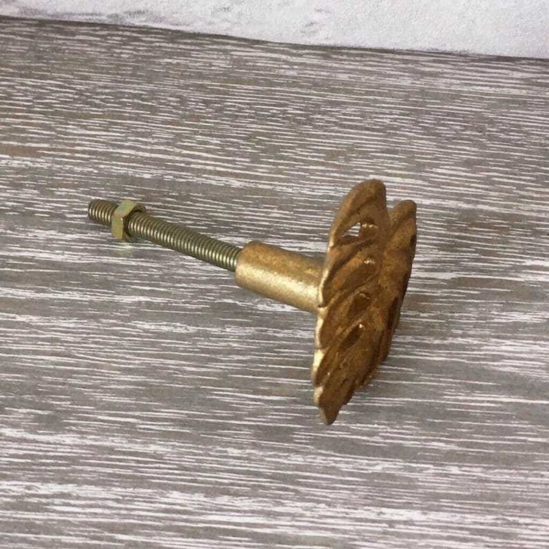 Cheese Plant Vintage Gold Brass Door Knobs Cabinet Cupboard Drawer Pulls Golden Handle Metal ...