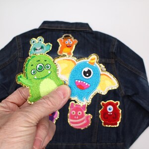 Kids Chenille Monsters Patches Iron on Patches Multicoloured Monster ...