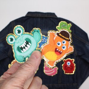 Kids Chenille Monsters Patches Iron on Patches Multicoloured Monster ...