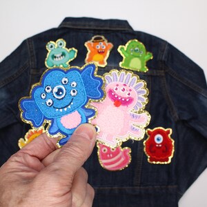 Kids Chenille Monsters Patches Iron on Patches Multicoloured Monster ...