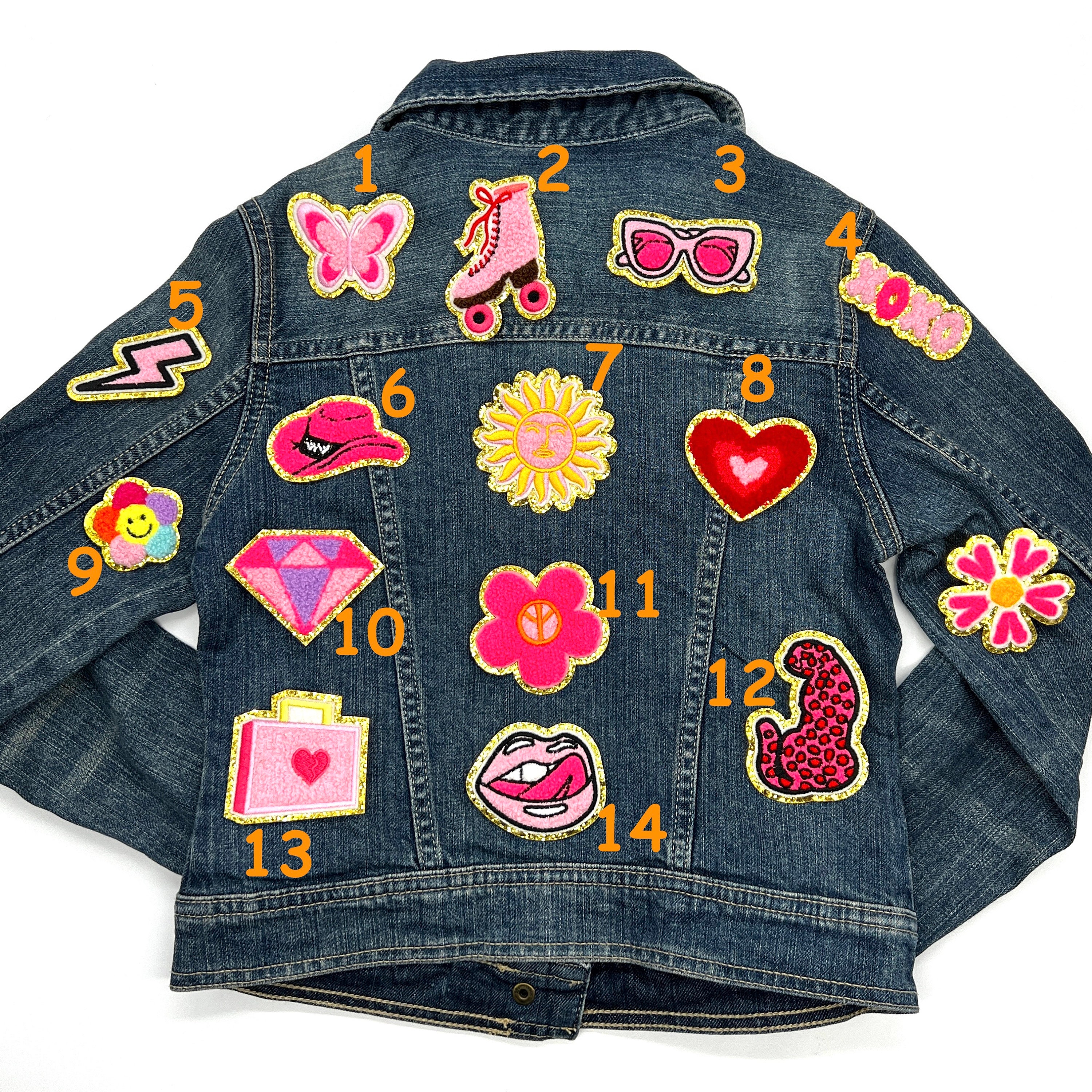 Kids Chenille Patches Iron on Patches Multicoloured Pink Boys Girls ...