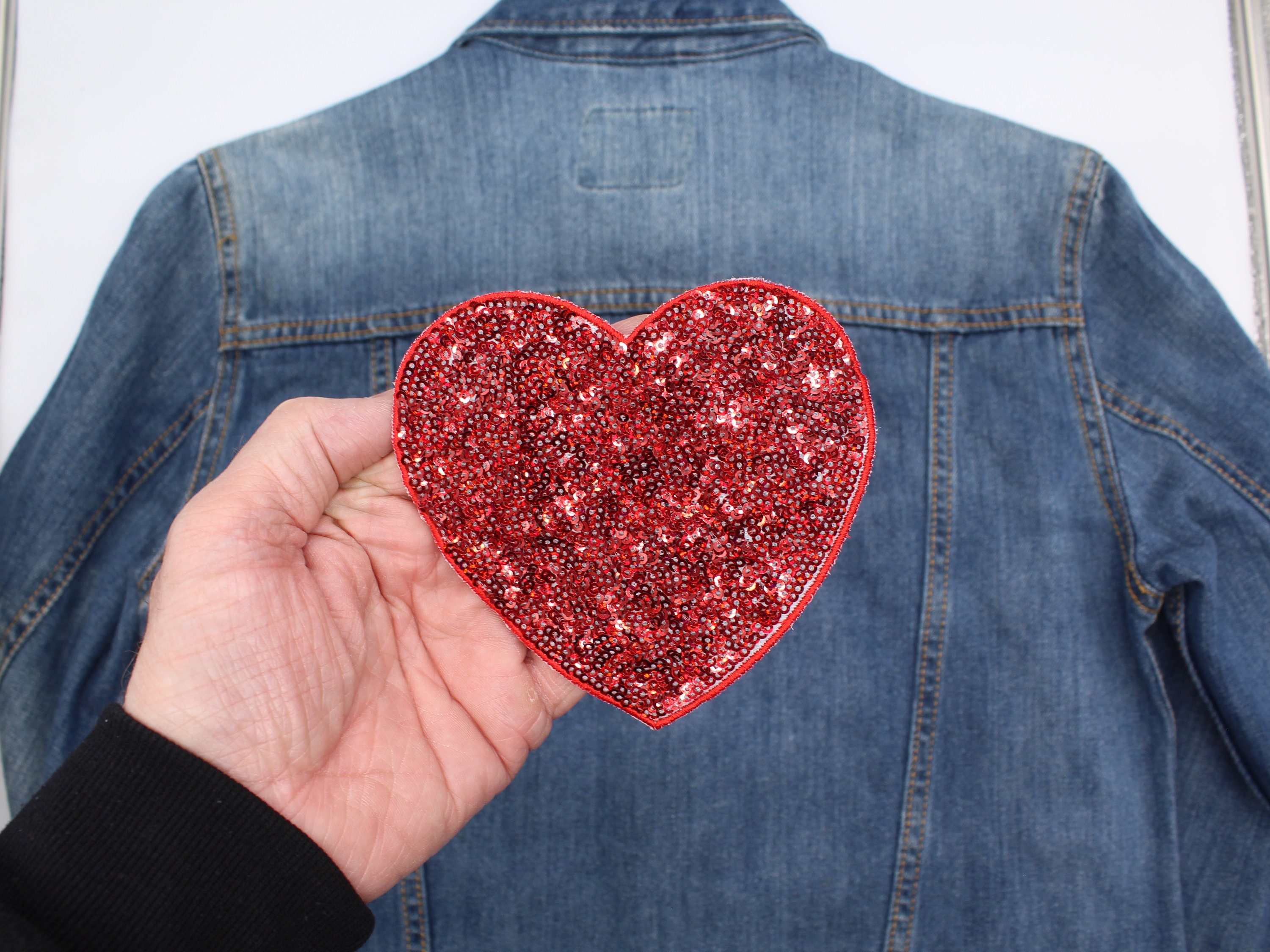 Large Red Sequin Heart Patch Red Love Valentines Badge Iron On, Sew on Patch - Etsy