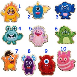 Kids Chenille Monsters Patches Iron on Patches Multicoloured Monster ...
