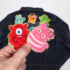Kids Chenille Monsters Patches Iron on Patches Multicoloured Monster ...