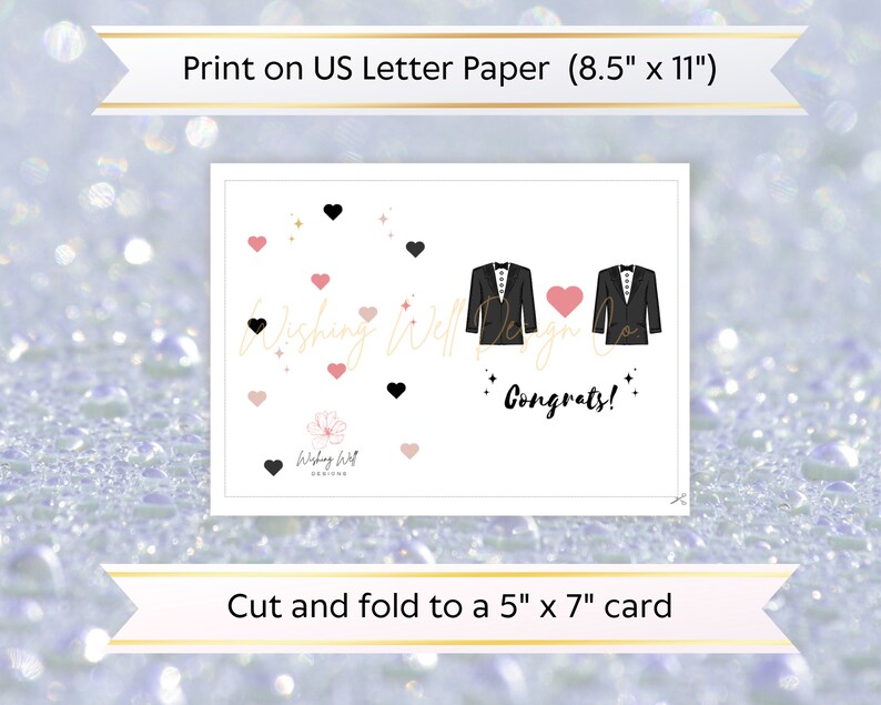 Printable Wedding Card: Digital Download, LGBTQ Wedding Card, Groom and ...