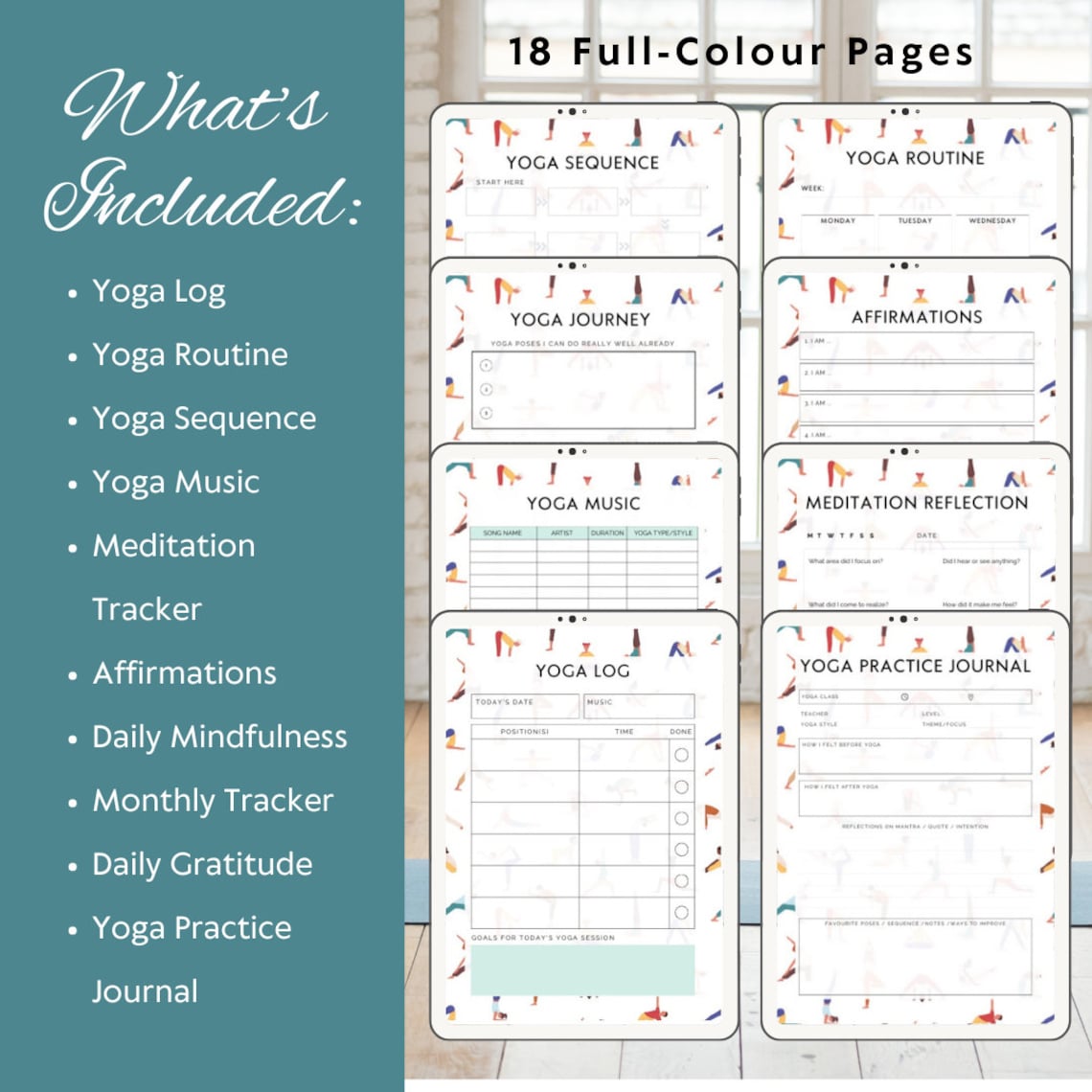 Printable Yoga Planner & Tracker: Yoga Practice Journal, Gift for Yoga ...