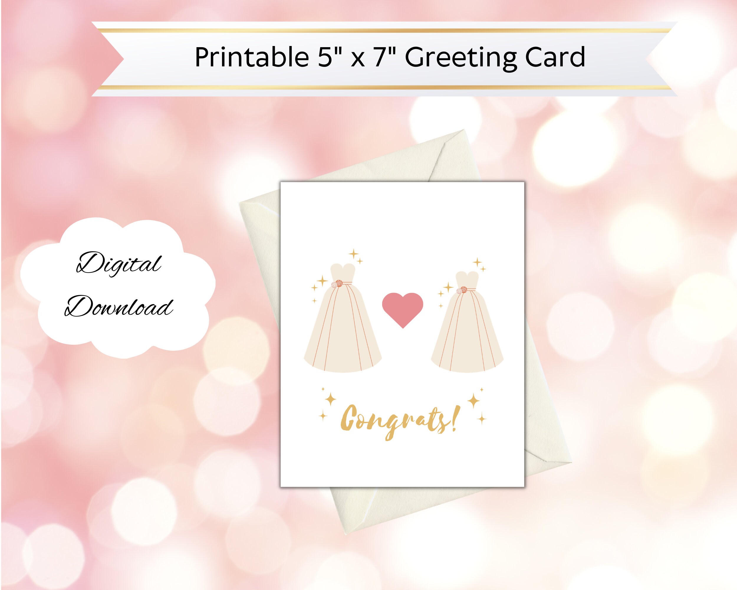 Printable Wedding Card: Digital Download, LGBTQ Wedding Card, Bride and ...
