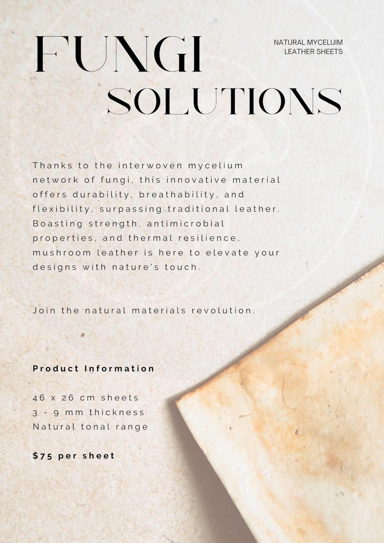 Medium Mylea™ Mycelium Mushroom Leather Sheet - Etsy