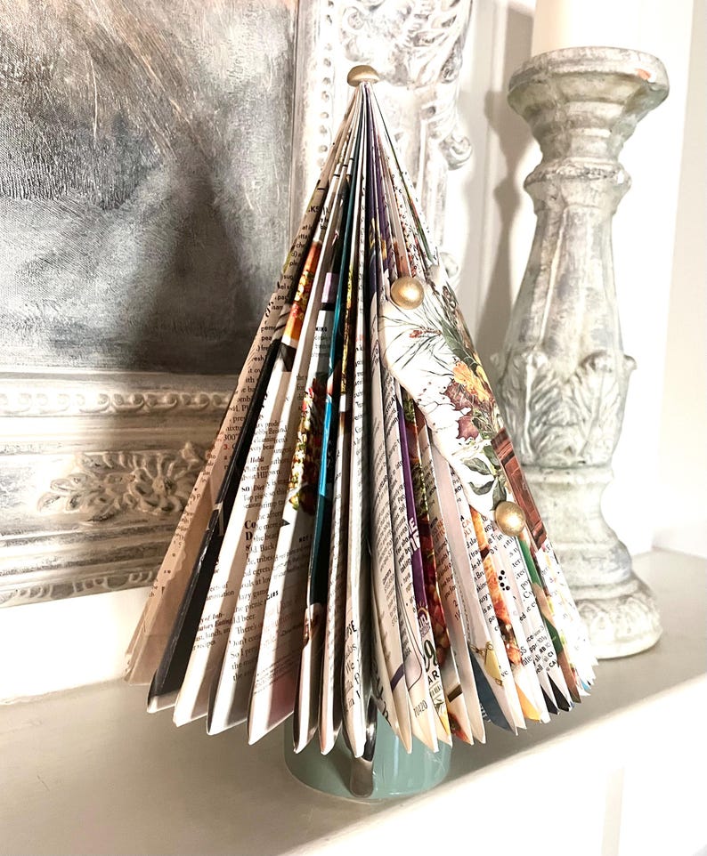 Folded Magazine Christmas Tree: Shabby Chic Tabletop Decor - Etsy