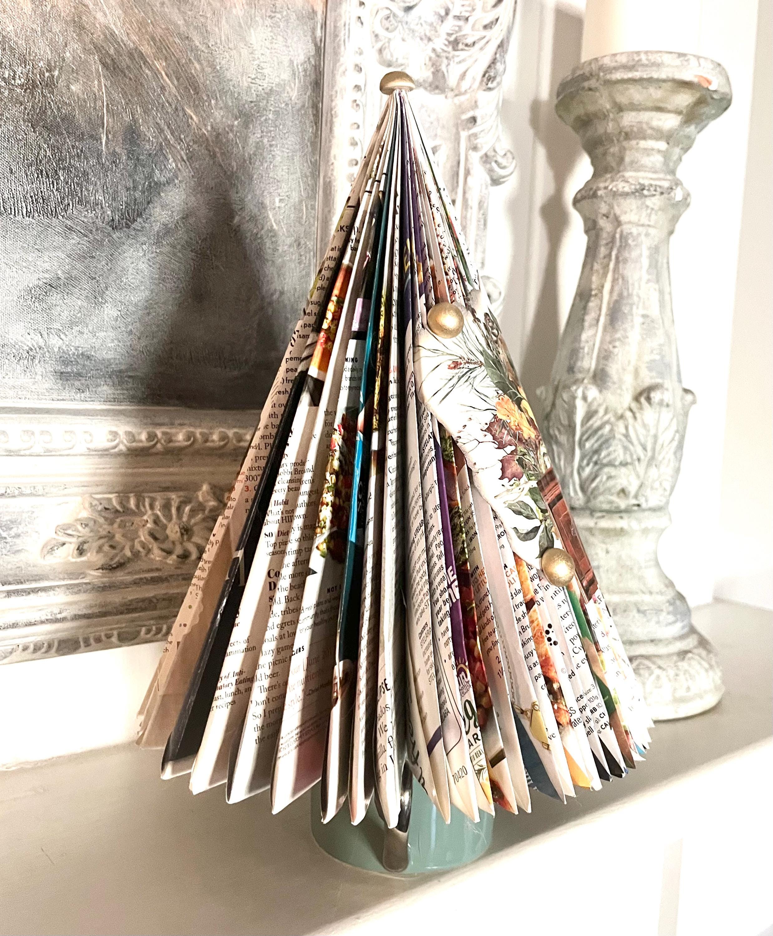 Folded Magazine Christmas Tree: Shabby Chic Tabletop Decor - Etsy