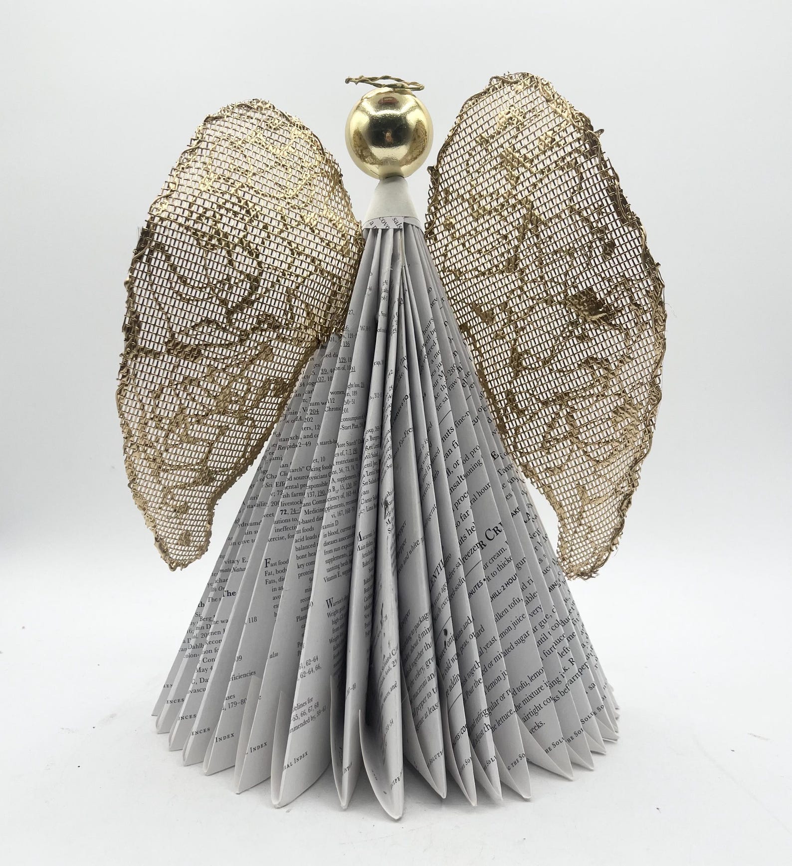 Folded Book Christmas Angel, Gold Mesh Wings, Elegant Holiday Decor - Etsy