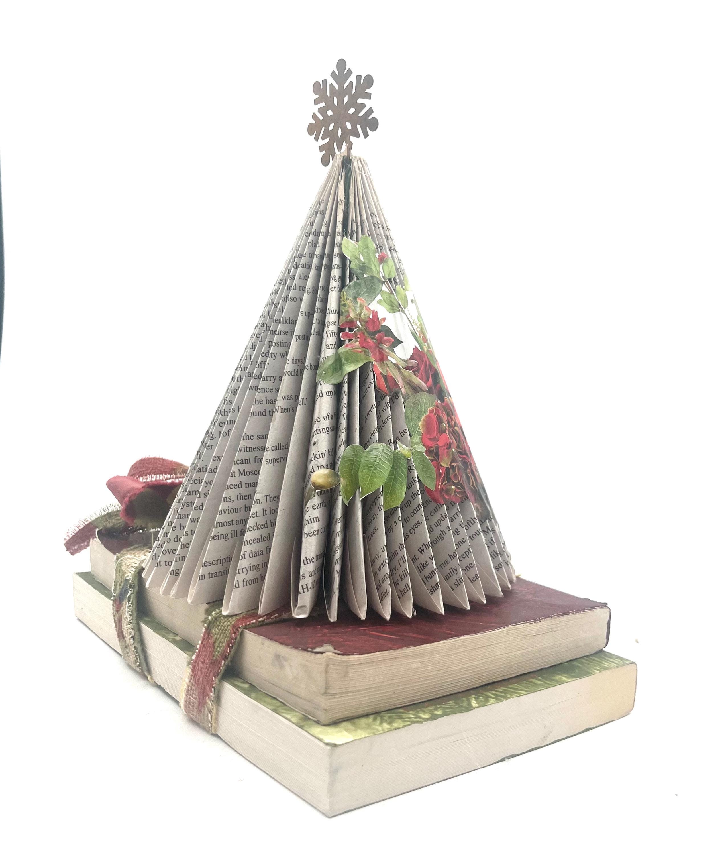 Folded Book Page Christmas Tree: Rustic Floral Centerpiece - Etsy