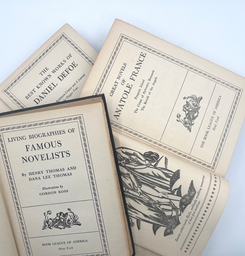 Vintage Book Bundle, Stack, Classic Gold Lettering, Three French ...