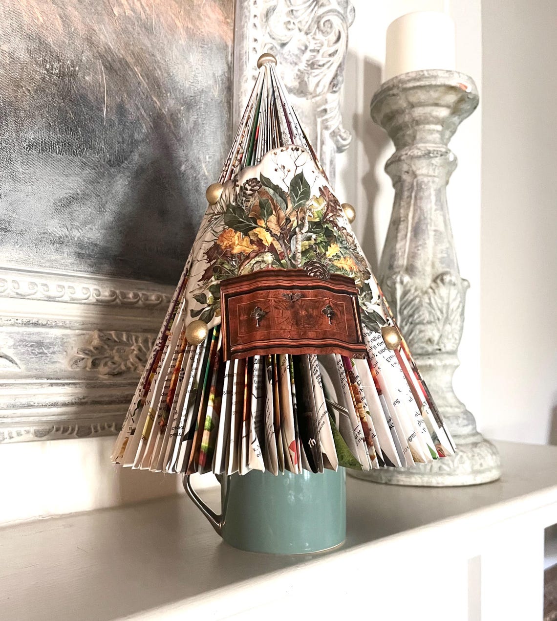 Folded Magazine Christmas Tree: Shabby Chic Tabletop Decor - Etsy