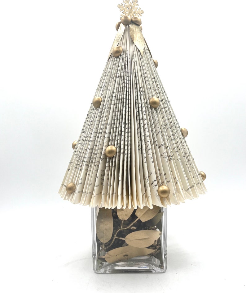 Folded Book Christmas Tree, Gold Christmas Tree, Shabby Chic. Rustic ...