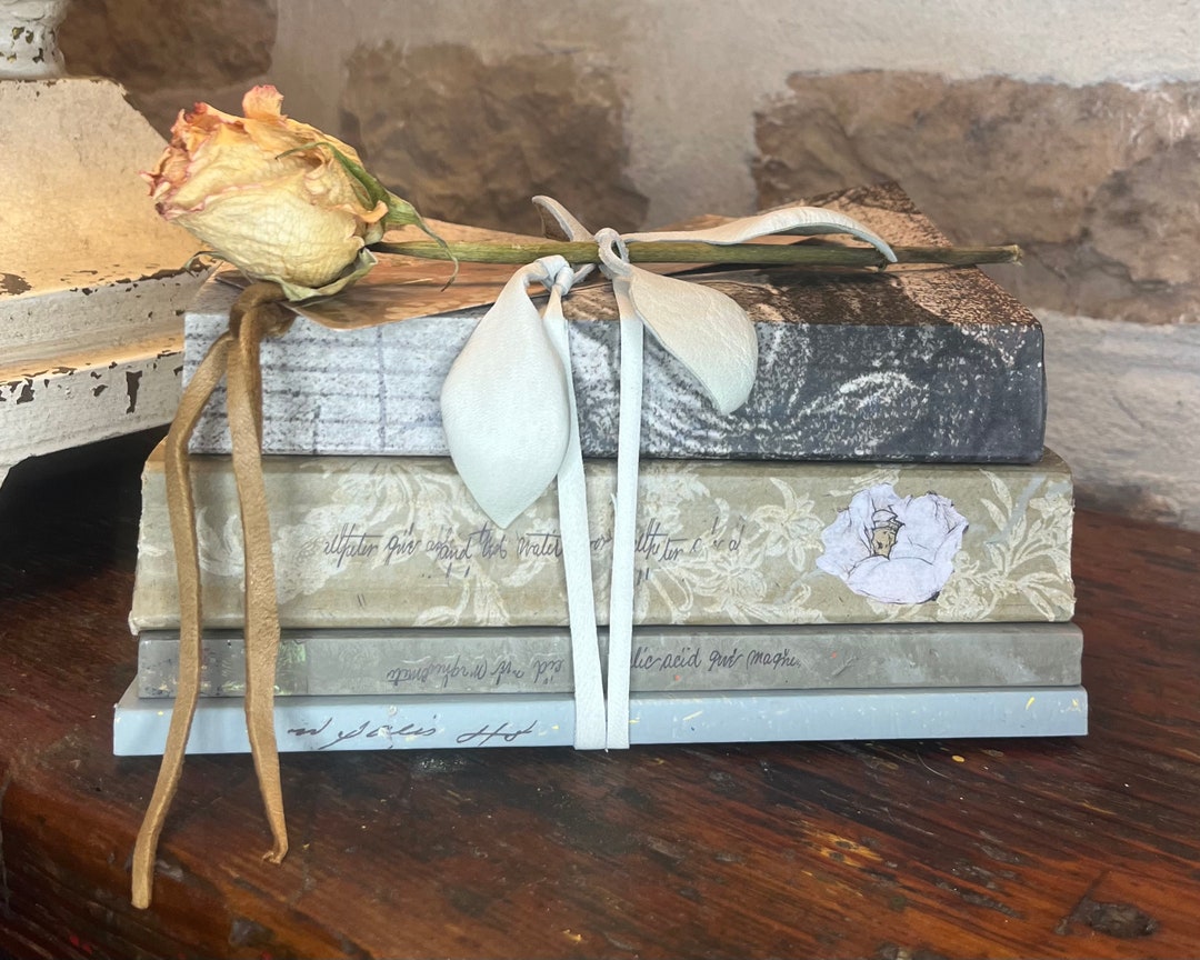 Decorative Book Bundle, Book Stack, Blue, Tan, White, Gray, French ...