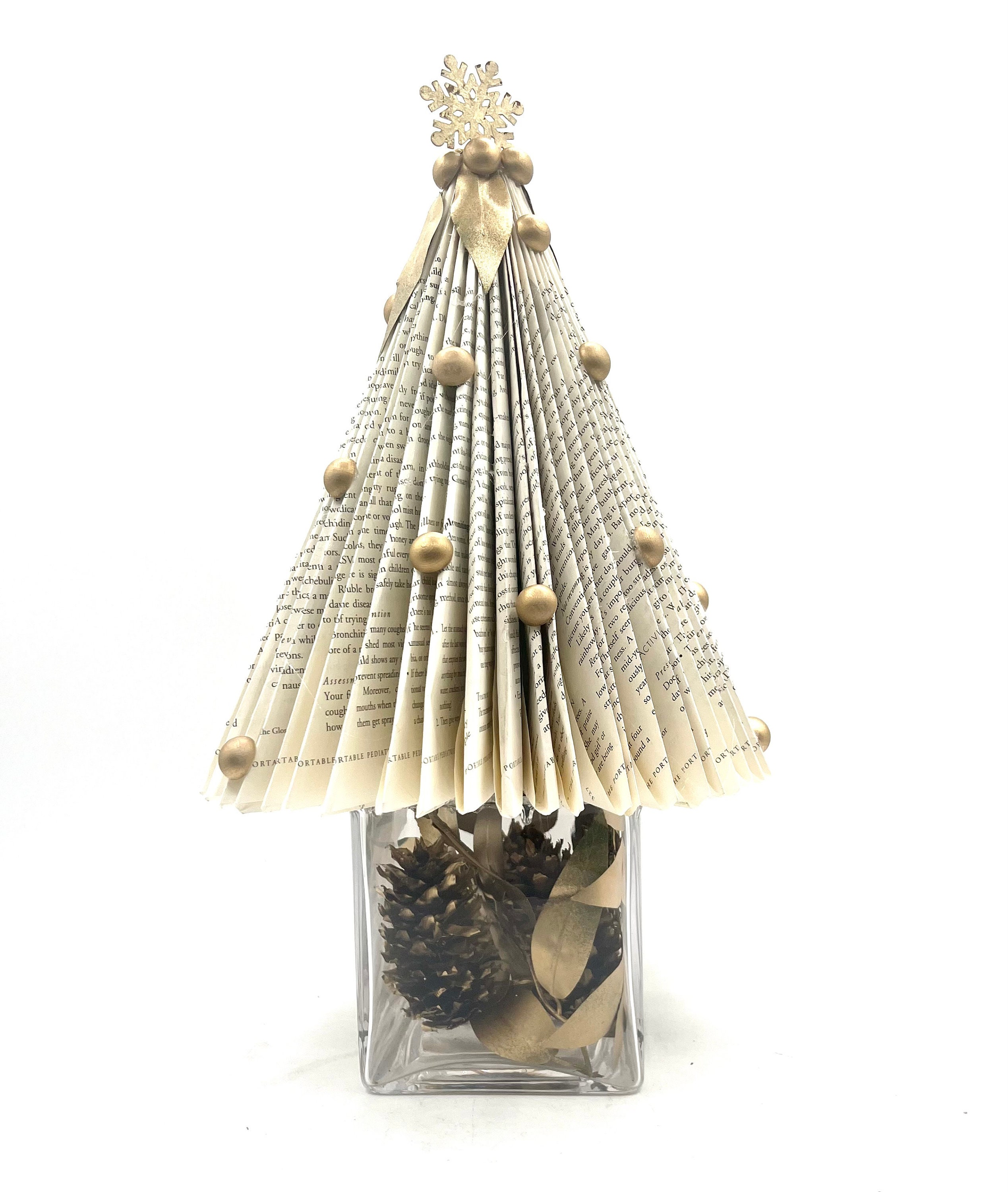 Folded Book Christmas Tree, Gold Christmas Tree, Shabby Chic. Rustic ...